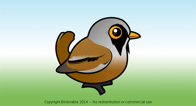 Cute Bearded Reedling by Birdorable
