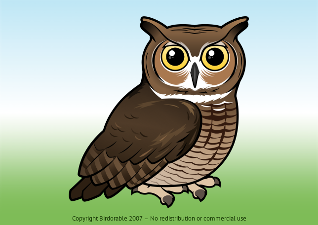 Cute Great Horned Owl by Birdorable