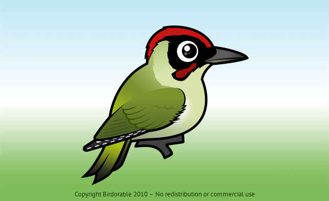 Cute Green Woodpecker by Birdorable