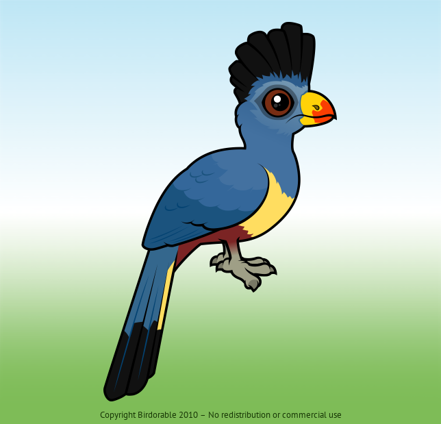 Cute Great Blue Turaco by Birdorable