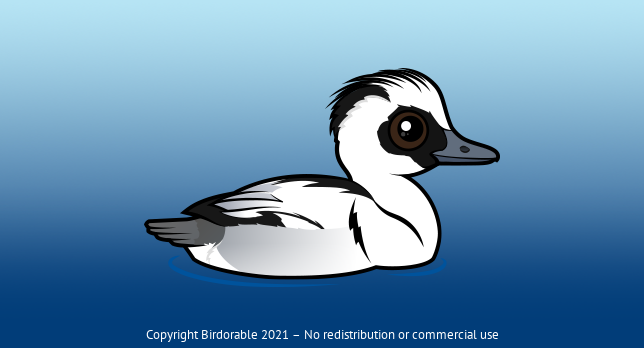 Birdorable Duck SMEW: Cute Cartoon Black & White Bird