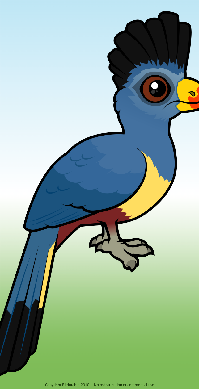 Cute Great Blue Turaco by Birdorable
