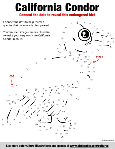 California Condor Connect the Dots by Birdorable