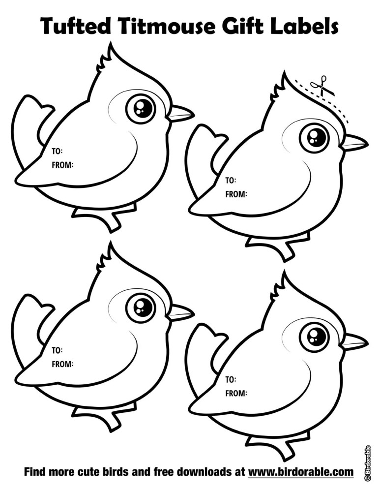 Tufted Titmouse Gift Labels by Birdorable