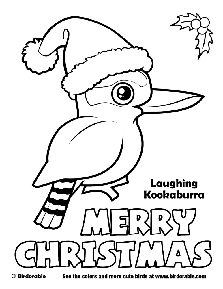 Christmas Laughing Kookaburra Coloring Page by Birdorable