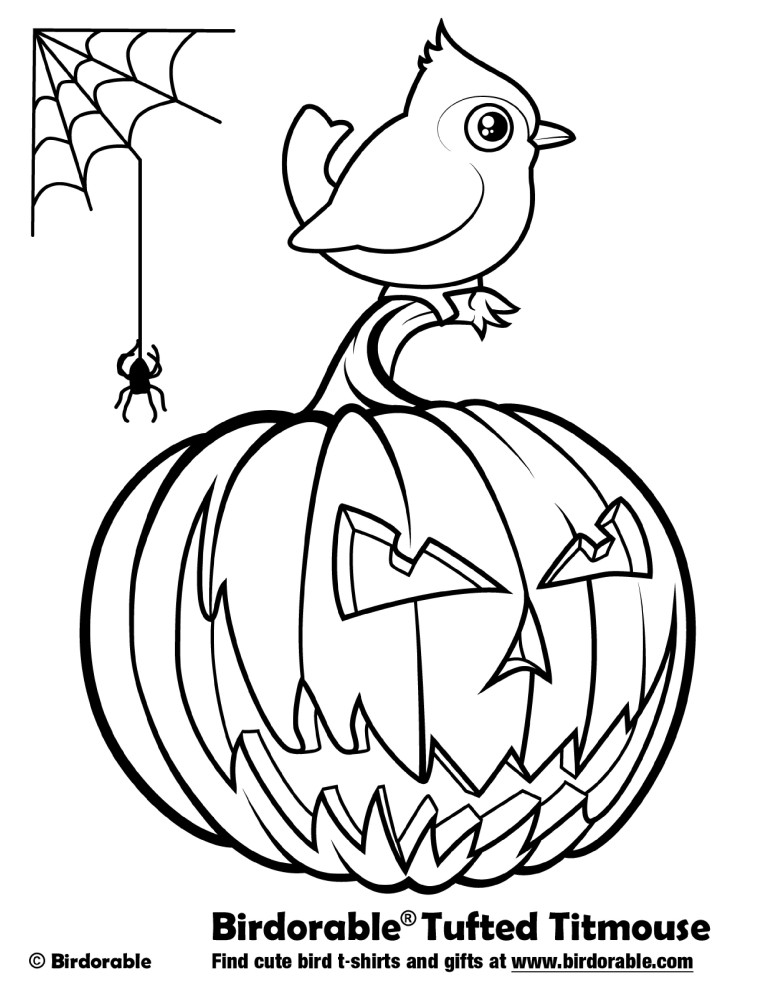 Halloween Tufted Titmouse Coloring Page by Birdorable