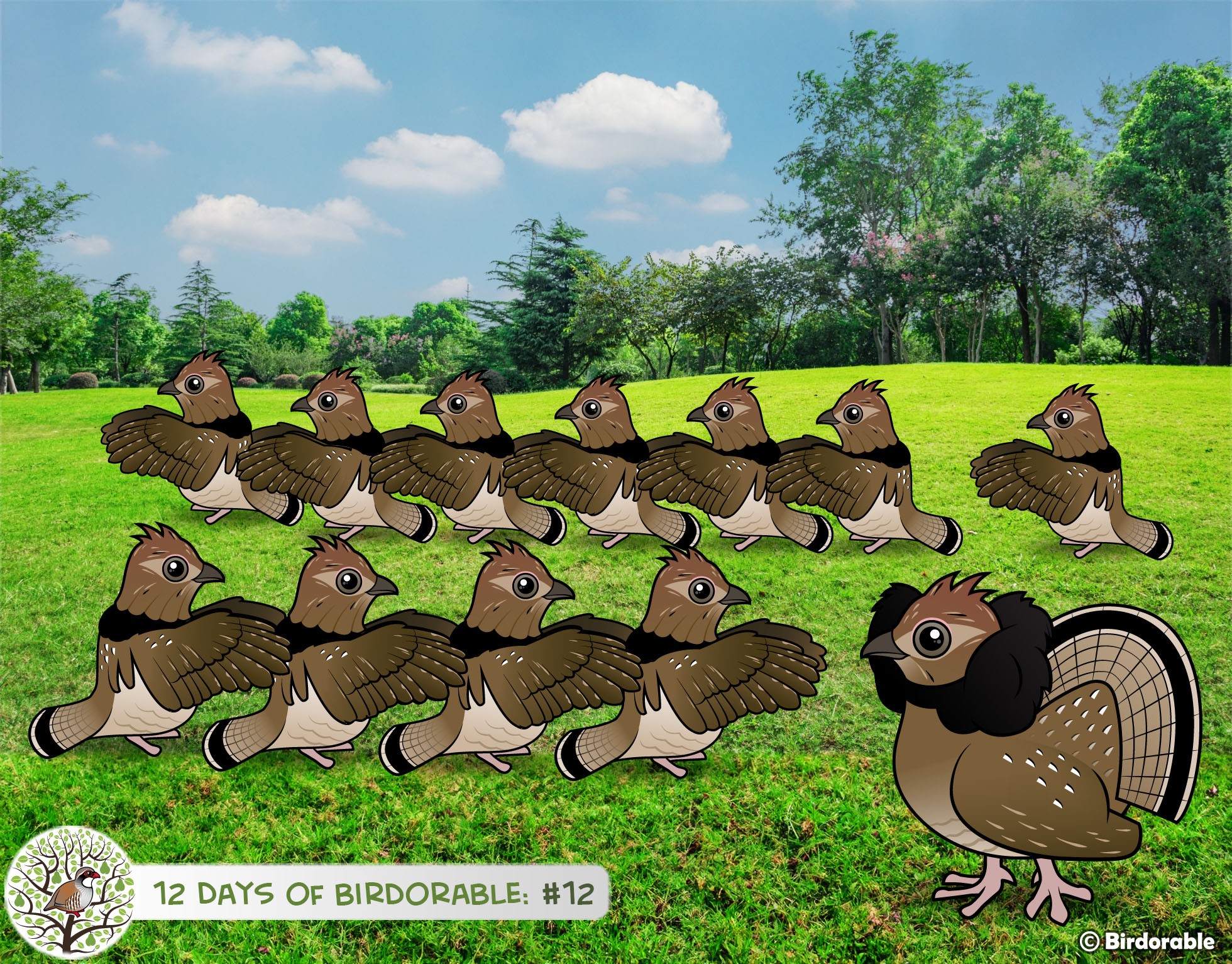 Unwrapping the Final Gift: Ruffed Grouse in Birdorable's 12 Days