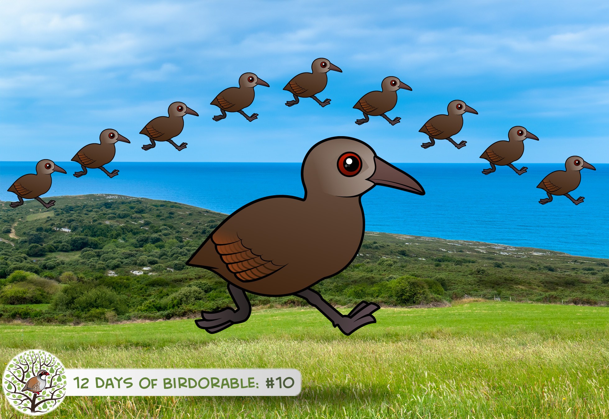 12 Days of Birdorable: Ten Lord Howe Woodhens-a-leaping