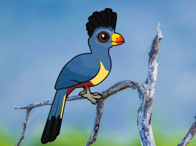 Cute Great Blue Turaco by Birdorable